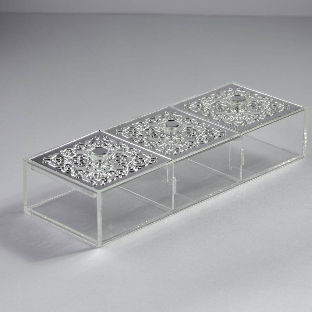 Motif Large 3-compartments box – Zee Designs Plexiglass