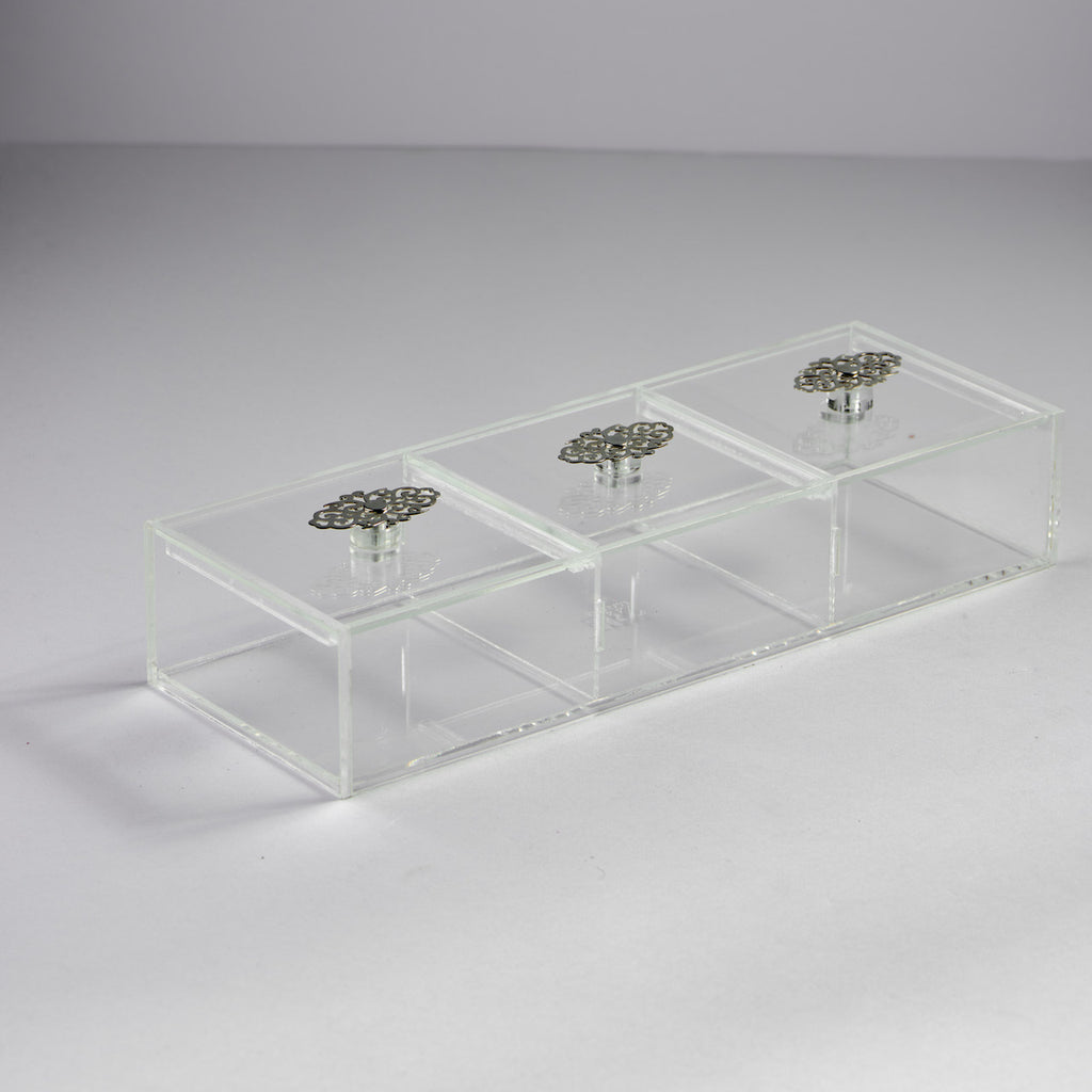 Plated Large rectangular 3-compartments box – Zee Designs Plexiglass